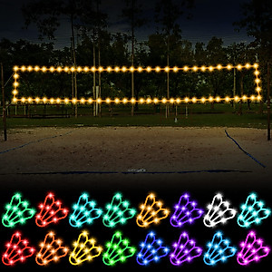 Moukeren Volleyball Badminton Net Light 16 ft String Lights with Remote, 16 Colors 4 Modes LED Light for Backyard Volleyball Badminton Game Outdoor at Night (net Not Include)