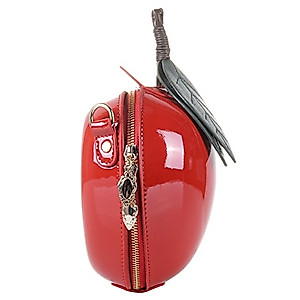 QZUnique Fruit Shape Handbag PU Crossbody Shoulder Bag Adjustable Strap Clutch Jelly Purse red Apple