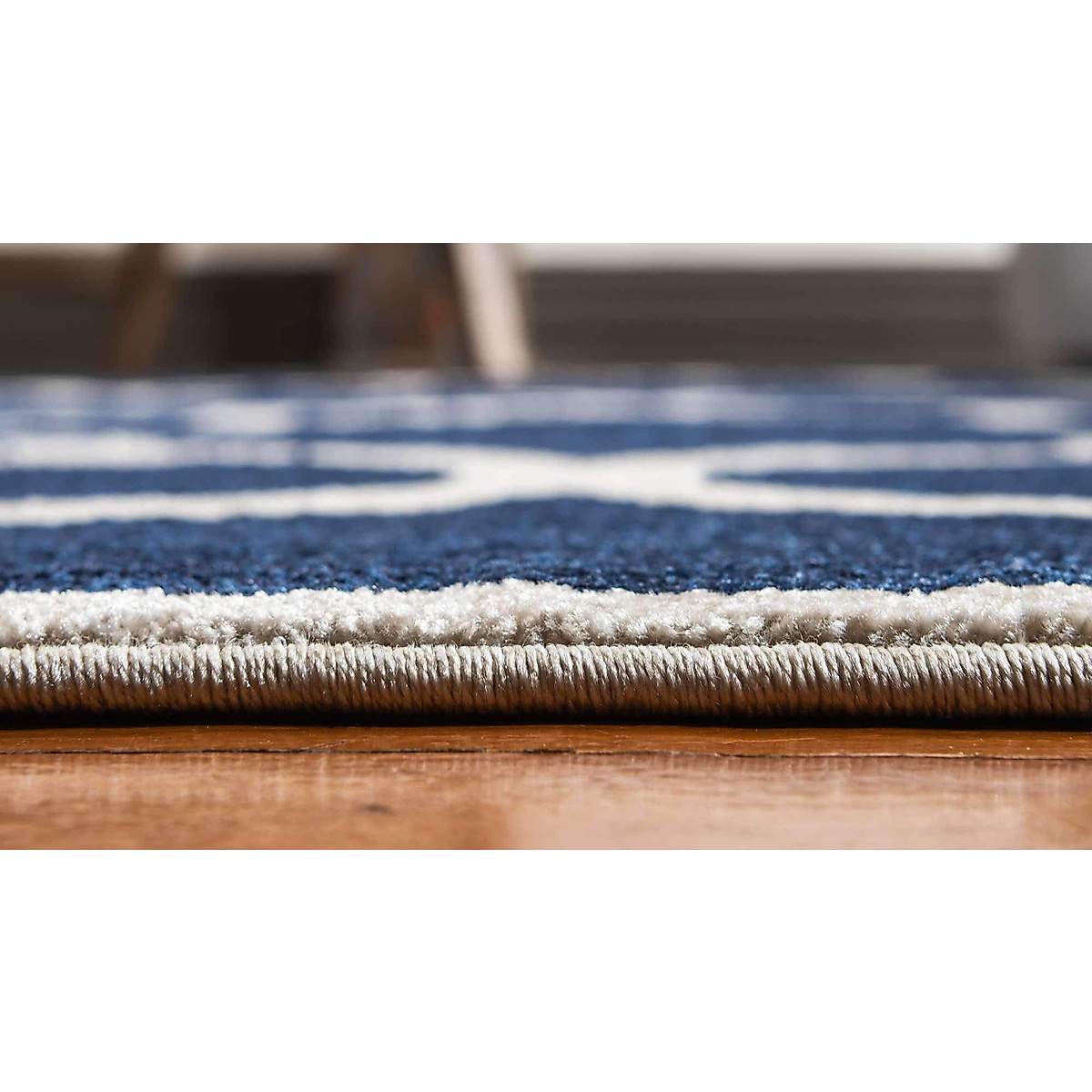 Unique Loom Trellis Collection Modern Morroccan Inspired with Lattice Design Area Rug, 7' 1" x 10' Rectangle, Navy Blue/Beige