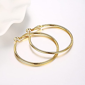 Gold Hoop Earrings, 18K Gold Plated Rounded Hoops Earrings for Women