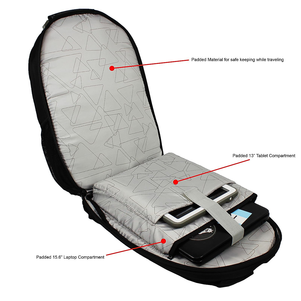 Dejuno Commuter Backpack Checkpoint-Friendly 15.6" Laptop Pocket, Black, Inch