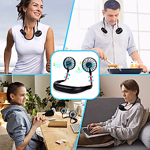 Portable Neck Fan, USB Rechargeable Fan, Hands Free Mini Personal Wearable Necklace Fan can Rotate 360°Freely with Dual Wind Head and 3 Level Air Flow for Office, Kitchen,Travel, Outdoor, Indoor, Desk