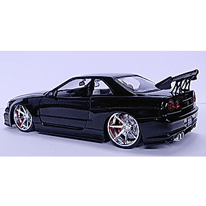 Jada 1:24 BIGTIME KUSTOMS NISSAN SKYLINE GT-R (BNR34) Jeidatoizu 1:24 scale Big Time Customs "Nissan Skyline GT-R (BNR34)" Nissan Black