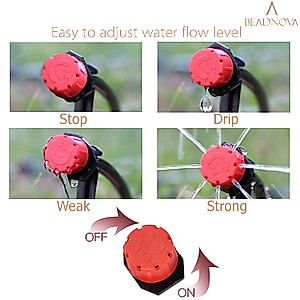 BEADNOVA Drip Emitter 150 Pcs 360 Degree Drip Line Emitter Adjustable Dripper Emitters for Drip Line 1/4 Inch Irrigation Tube Watering System Gardening (Red)