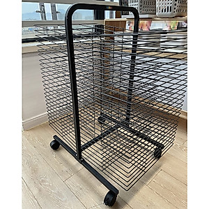 Mobile Wire Drying Rack Art Work and Paint Double Sided 25 Layers Drying Rack with 50 Shelves for Classrooms, Art Studio, 17.7 x 26 x 32.3 inches, Black