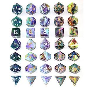 StarMall DND Dice Set-5 x 7 (35 Pieces) Polyhedral Dice Sets with Pouches for Dungeons & Dragons RPG MTG DND Roll Playing Table Game