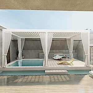 Joyside 12’ x 20’ Outdoor Louvered Pergola - Patio Aluminum Pergola with Adjustable Louvered Roof, Water-Proof Gazebo Sunshade Shelter with Netting Included, White Frame