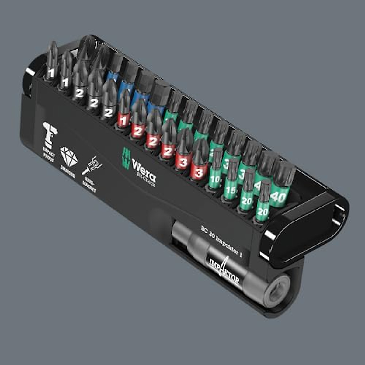 Wera 05057690001"Impact 1" Bit-Check - Silver (30Piece) [Energy Class A]