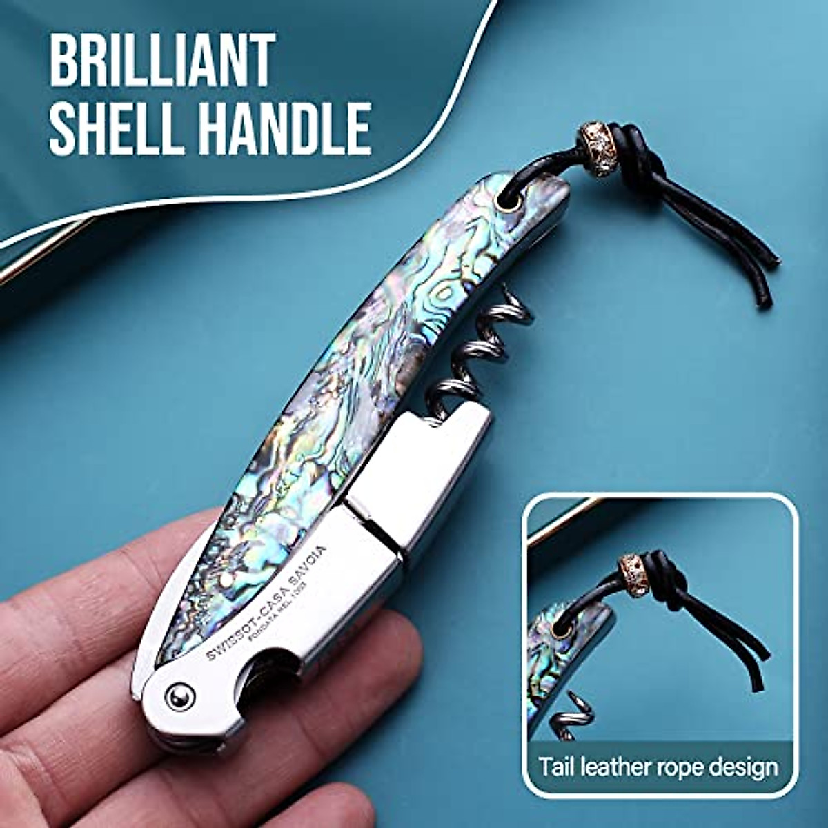 Drincarier Shell Handle Waiter Corkscrews-Wine Openers,Corkscrew Bottle Openers,3-in-1 Wine Key Tool With Foil Cutter & Dual Hinge Fulcrum - Waiters Corkscrew…