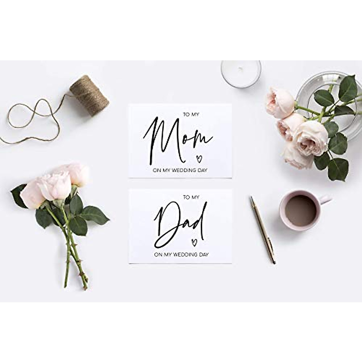 To My Mom To My Dad On My Wedding Day Card Set Modern Wedding Cards for Parents of Bride and Groom
