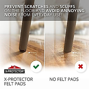 Nail-on Felt Pads X-PROTECTOR 40 PCS - 0.8" Felt Furniture Pads - Brown Chair Leg Floor Protectors - Nail in Furniture Pads for Furniture Legs - The Best Felt Chair Pads for Hardwood Floors (20mm)!