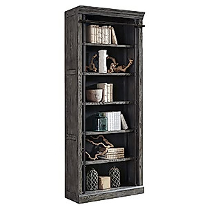 Martin Furniture Avondale 8' Tall Bookcase Wall with Ladder, Storage Organizer, Display Shelf for Office, Gray