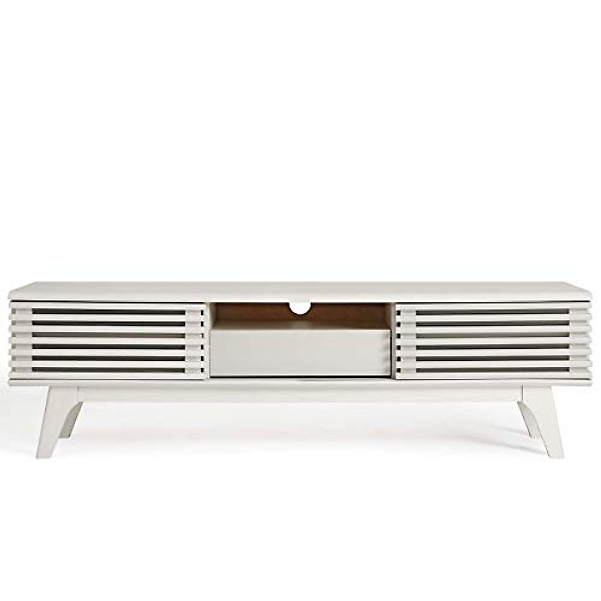 Modway Render Mid-Century Modern Low Profile 59 Inch TV Stand in White