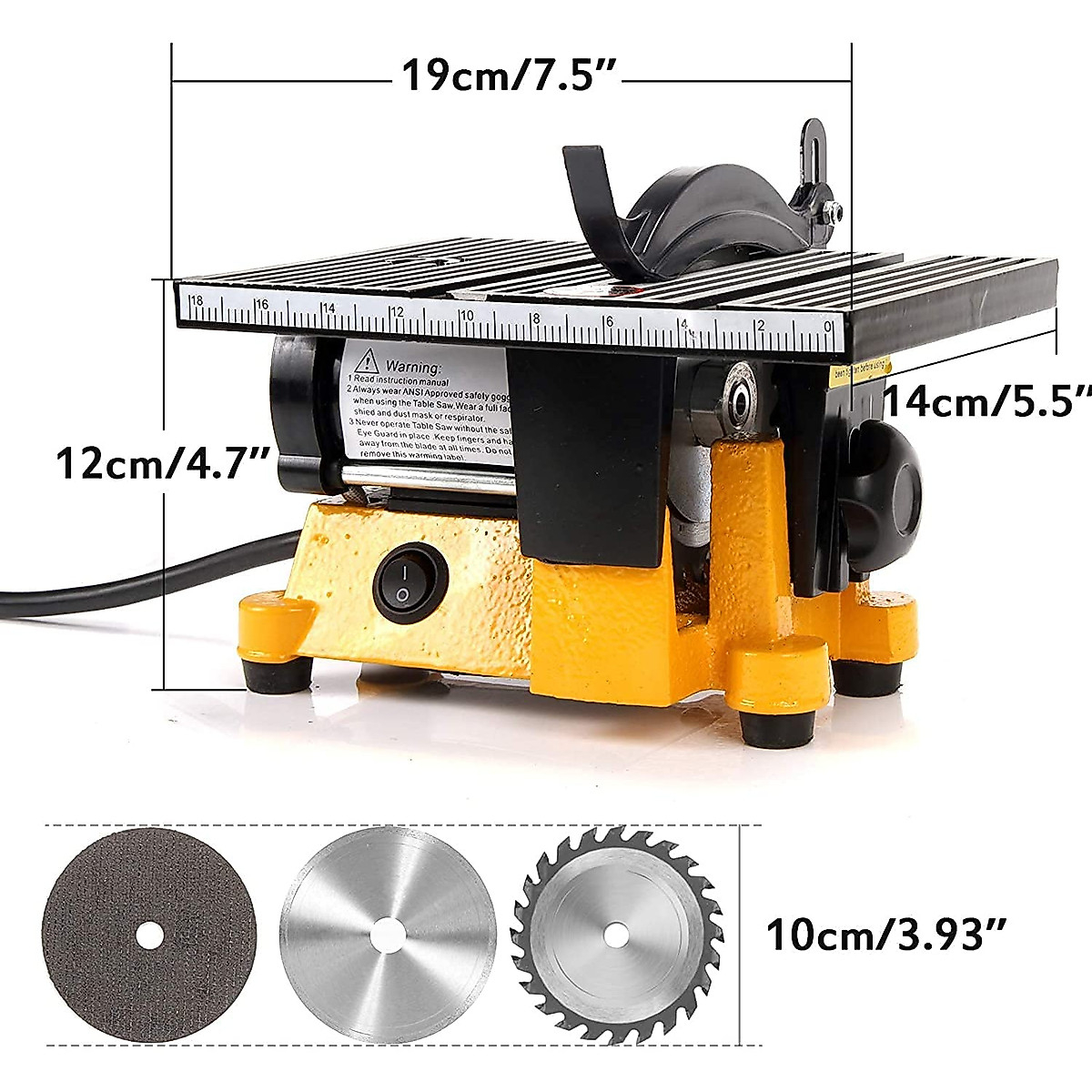 4" 60W Mini Table Saw Top Cut Off Miter Saw for Precision Cut Metal Wood Frame Molding