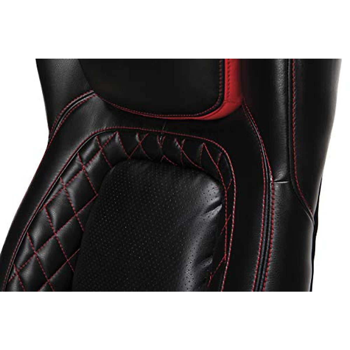 OFM Essentials Collection Racing Style SofThread Leather High Back Office Chair, in Red