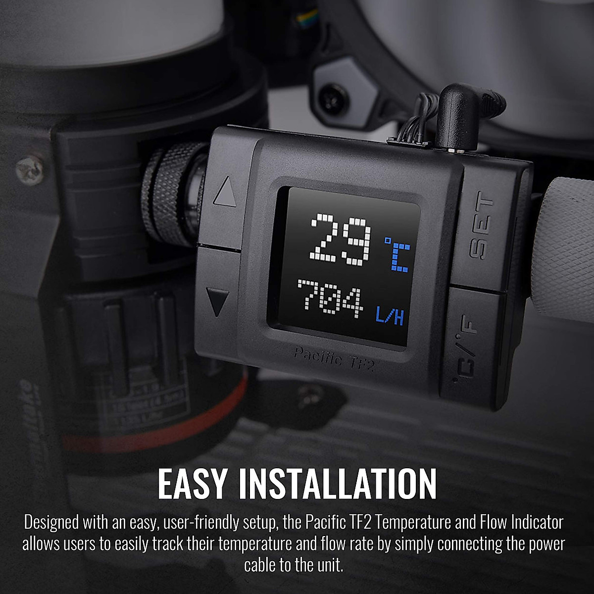 Thermaltake Pacific TF2 G1/4 Copper Core Construction TT RGB Plus Software Monitoring Celsius/Fahrenheit Temperature and Flow Indicator CL-W275-CU00SW-A