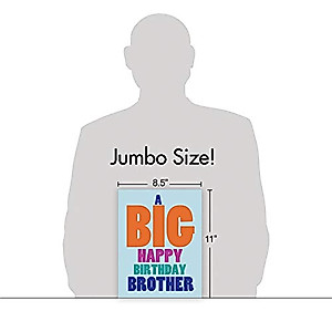 NobleWorks - 1 Large Birthday Greeting Card (8.5 x 11 Inch) - Fun Bday Celebration, Stationery Notecard - Big Happy Birthday Brother J5936BRG