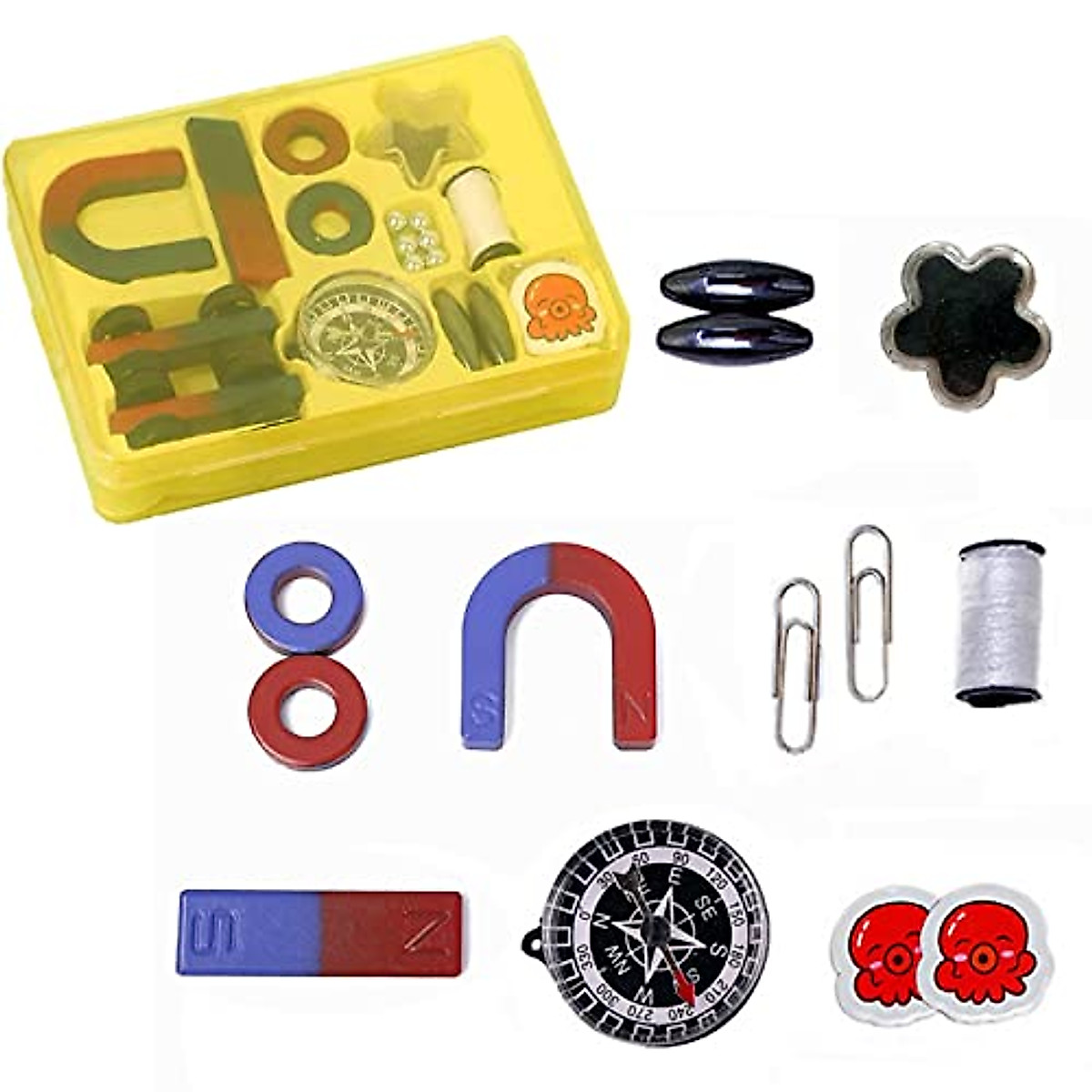 AOMAG Physics Science Magnets Set for Education Science School Classroom Experiment Tools for Kids Including Bar/Ring/Horseshoe/Compass Magnets