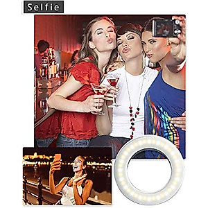 XINBAOHONG Selfie Ring Light Rechargeable Portable Clip-on Selfie Fill Light with 40 LED for Smart Phone Photography, Camera Video, Girl Makes up