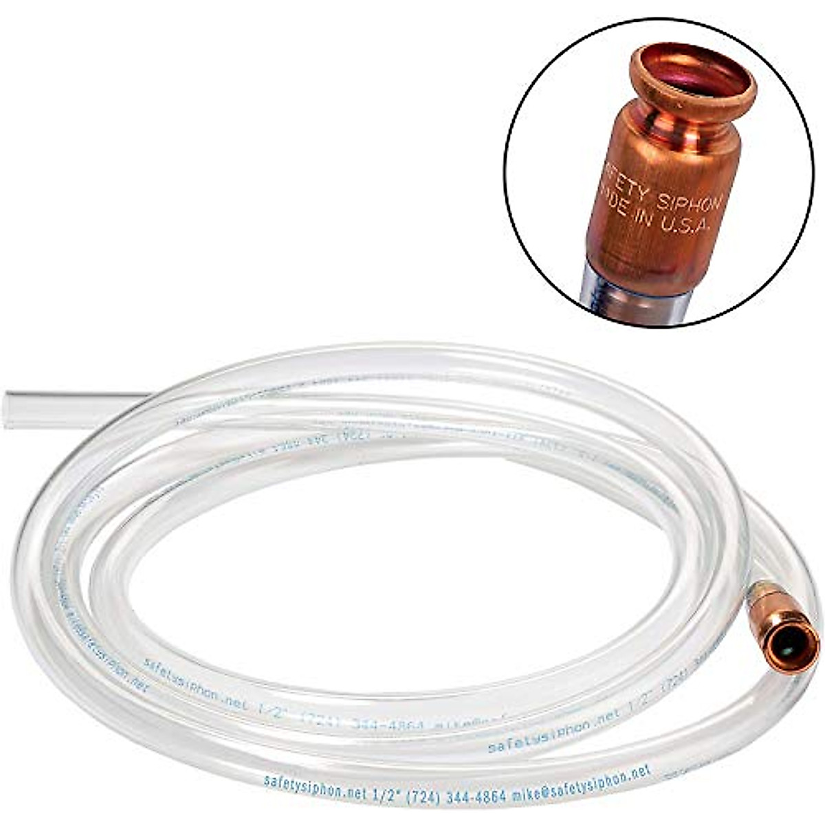 The Original Safety Siphon 10 Foot High Grade Hose, 1/2" Valve Siphon - Self Priming Pump Transfers 3.5 Gallons of Liquid Per Minute - Great for Pools, Fish Tanks, Fuel, and More