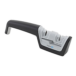 Kitchen IQ Diamond Pro Pull-Thru Knife and Scissor Sharpener,White/Black