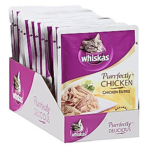 WHISKAS PURRFECTLY Chicken Wet Cat Food Chicken Entree Flavor 3 Ounces (Pack of 24)
