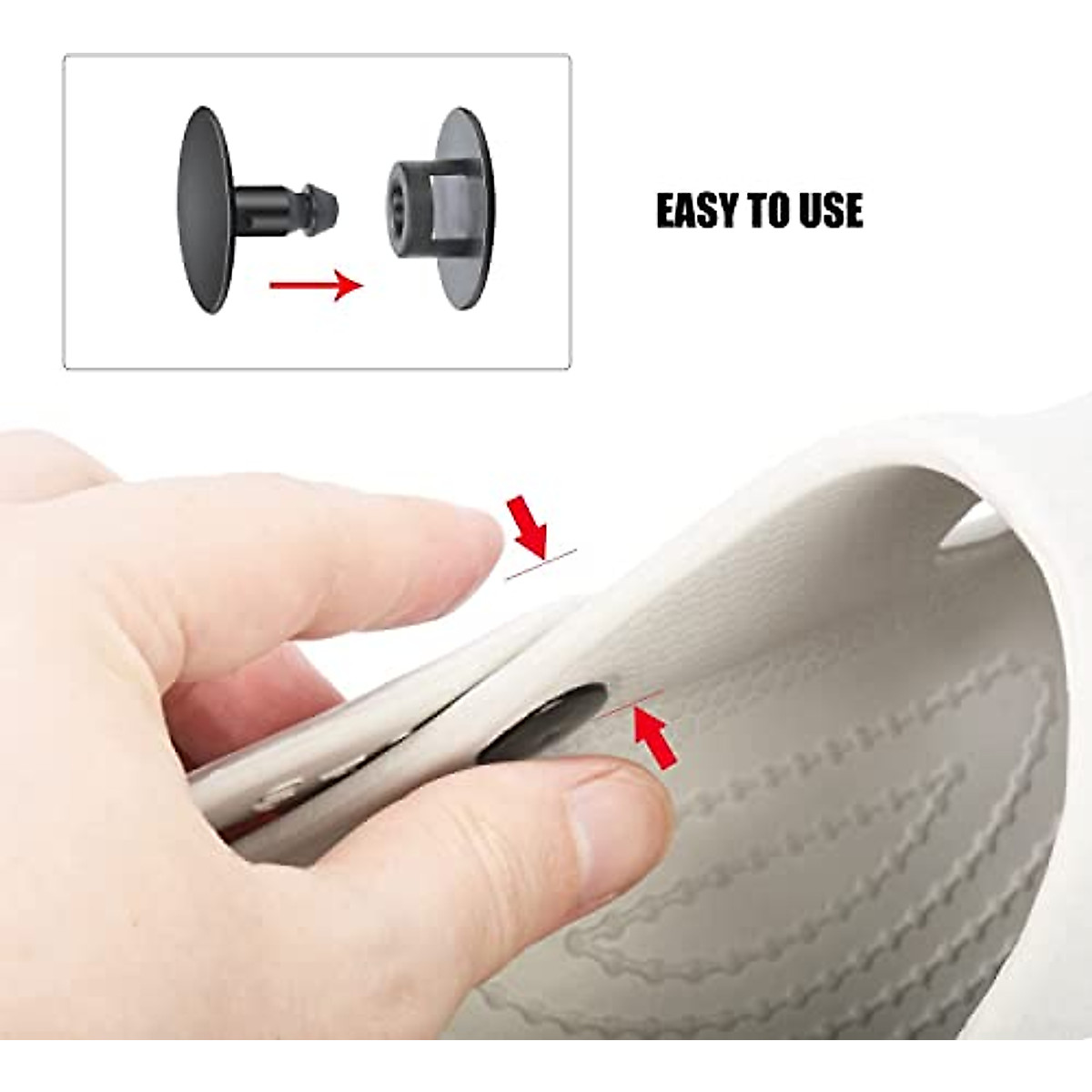 LUAATT Universal Beach Shoes Replacement Rivets,10 Set Repair Plastic Button for Men and Women Summer Shoes Strap (Black)