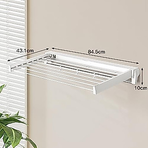 Nisorpa Invisible Wall Mounted Drying Rack Collapsible Wall Mounted Clothes Hanger Clothes Laundry Drying Rack Wall Mount Drying Racks for Laundry 7 Drying Rods (White)