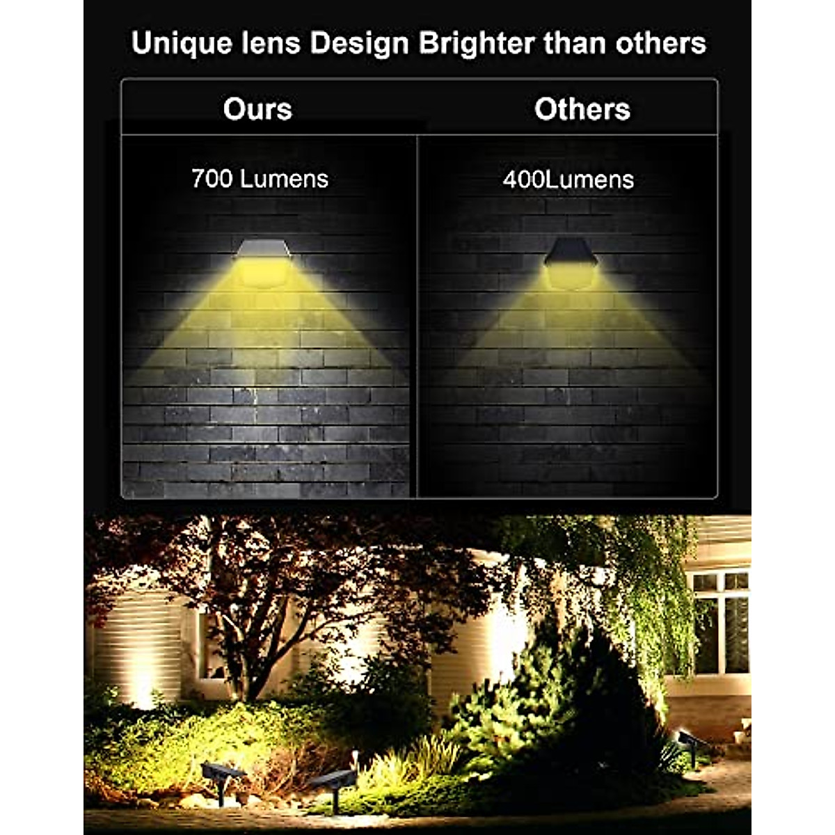 COCOMOX Solar Spot Lights Outdoor, Warm White Solar Lights Outdoor Waterproof, IP67 Solar Powered Garden Lights Landscape Lighting Dusk-to-Dawn 3 Modes Spotlight for Yard Driveway Flag 2 Pack