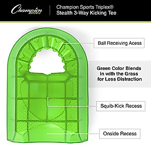 Champion Sports Triplex 3-in-1 Premium Football Kicking Tee for Kickoff Practice, 1” - Ball Holder Tees for Footballs - Kicking Block and Accessories for Adults, Kids, Coaches