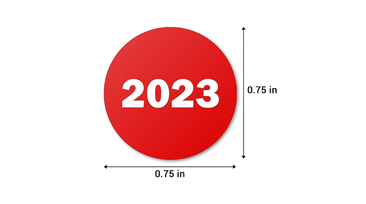 2023 Year Stickers - 300 Bright Red Labels Pack