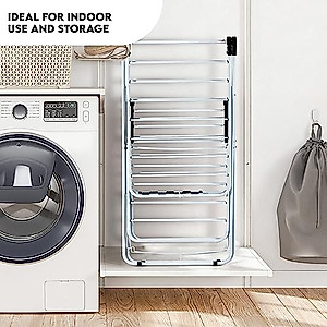 JADecor Home Clothes Drying Steel Rack, 2-Level Foldable Clothes Drying Rack with Adjustable Gullwing, 33 Drying Rails, Sock Clips, Freestanding Laundry Rack