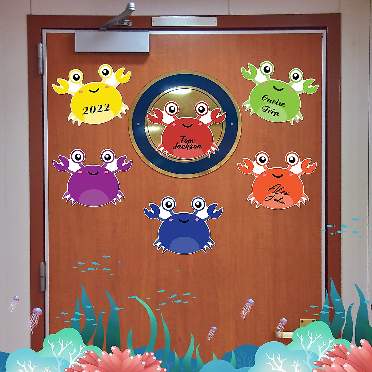 Kanayu 6 Pcs Cruise Door Decorations Magnetic Crab Cruise Door Magnets Cartoon Gesture Car Magnets Stickers Ocean Cruise Ship Door Decorations Funny Fridge Door Magnets for Cruise (Crab)