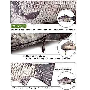 Emulation Fish Shape Creative Pencil Case Pen Bag Coin Purse Phone Bag with Simulated Lining Inside Padded Thick Foam with 12pcs Color Pencil Gift