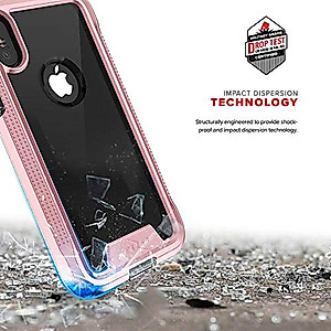 Zizo ION Series for iPhone Xs Max case Military Grade Drop Tested with Tempered Glass Screen Protector (Rose Gold & Clear)