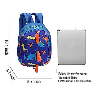 DB Dinosaur Toddler mini backpack with leash,children Kids baby harness bookbag (Deep Blue)