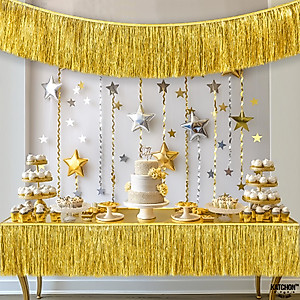 KatchOn, Pack of 2 Gold Fringe Banner - 6.5 Feet | Gold Fringe Garland, Golden Birthday Party Decorations, Gold Streamers Party Decorations | Happy New Year Backdrop, New Years Eve Party Supplies 2025