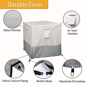 Central Air Conditioner Covers for Outside Units, Waterproof Windproof Heavy Duty Large AC Covers Square for Winter Outdoor Protection (36x36x39inches)