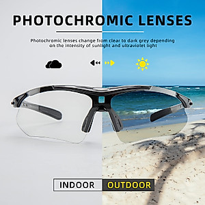 ROCKBROS Photochromic Sports Sunglasses Mens Cycling Glasses MTB Biking Sunglasses, with Removable Elasctic Band