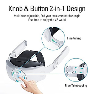 2023 Upgraded Head Strap for Oculus Quest 2, Elite Strap Replacement with Both TPU Silicone Pad & PU Sponge Pad, Comfort Head Strap Accessories Ensures Relaxed Video Games