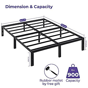 GreenForest Full Size Bed Frame Quick Lock Heavy Duty Metal Platform Bed Mattress Foundation, No Box Spring Needed, Black