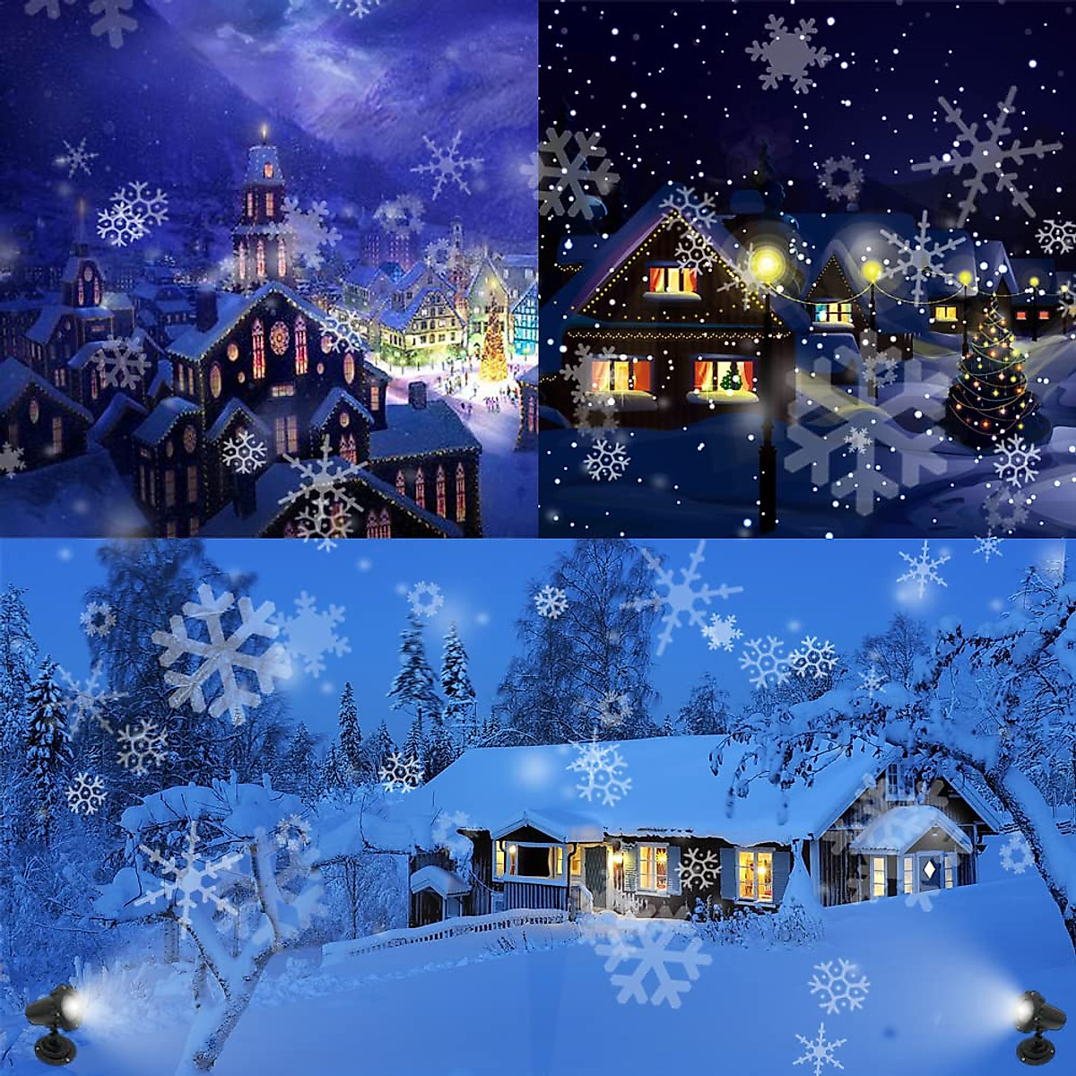 OySeyFo Christmas Light Projector, Snowflake LED Projector Lights with Wireless Remote Timer for Holiday IP65 Waterproof White Snow for Indoor Outdoor Party Home Garden Landscape