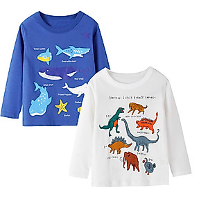 Boy Tee Raglan Long Sleeve Crewneck T Shirt Blue Red Yellow Cartton Car Winter Shirt 3 Pack Set Size 7