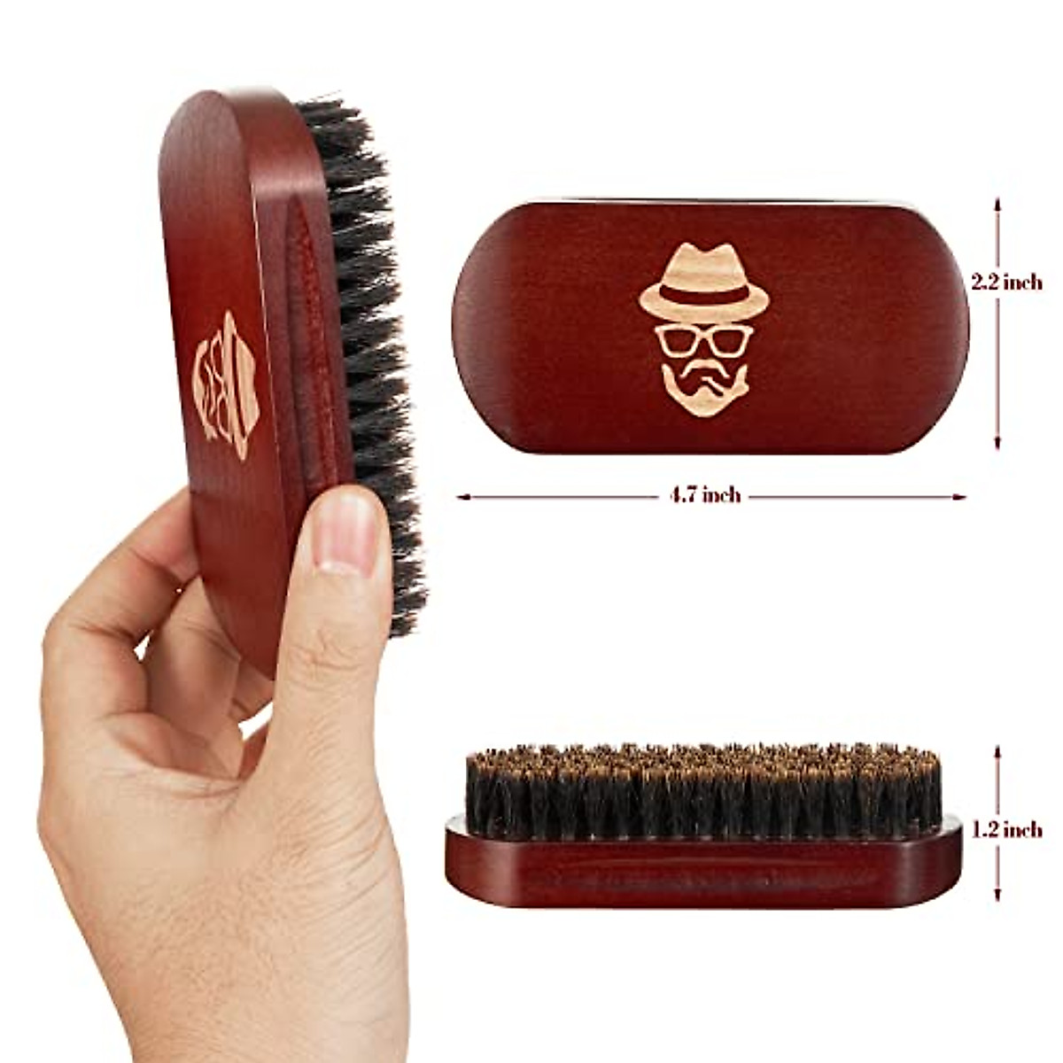 Beard Brush, 100% Boar Bristle Natural Black Walnut Wood Beard Comb Hair Mustache Shaving Brush Facial Hair Brush