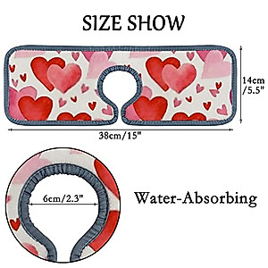 Kitchen Faucet Absorbent Mat 3 Pieces Watercolor Hearts for Valentine'S Day Faucet Sink Splash Guard Bathroom Counter and RV,Faucet Counter Sink Water Stains Preventer