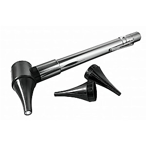 Third Generation Dr Mom Slimline Stainless LED Pocket Otoscope with Soft White Natural Hue Light Spectrum in Clamshell Packaging