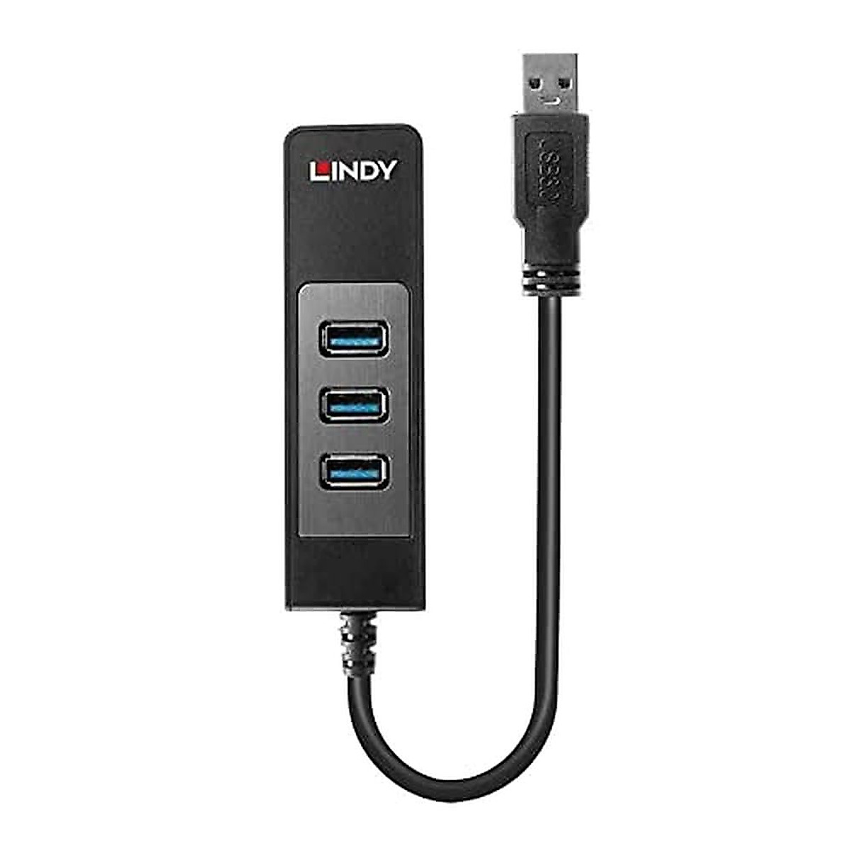 LINDY USB 3.1 Type A to Gigabit LAN 3 Port Type A Hub Adapter for Ultrabook and Tablet, Black