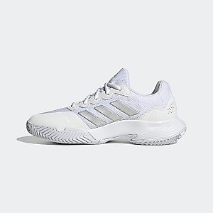 adidas Women's GameCourt 2 Sneaker, White/Silver Metallic/White, 7