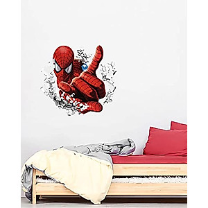 Kids Superhero Wall Decals Spiderman Wall Poster Decal Stickers Wall Decal Peel and Stick for Boys Bedroom Playroom Wall Decor