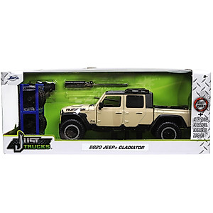 Jada Toys Just Trucks 1:24 2020 Jeep Gladiator Die-cast Car Tan with Tire Rack, Toys for Kids and Adults (32711)